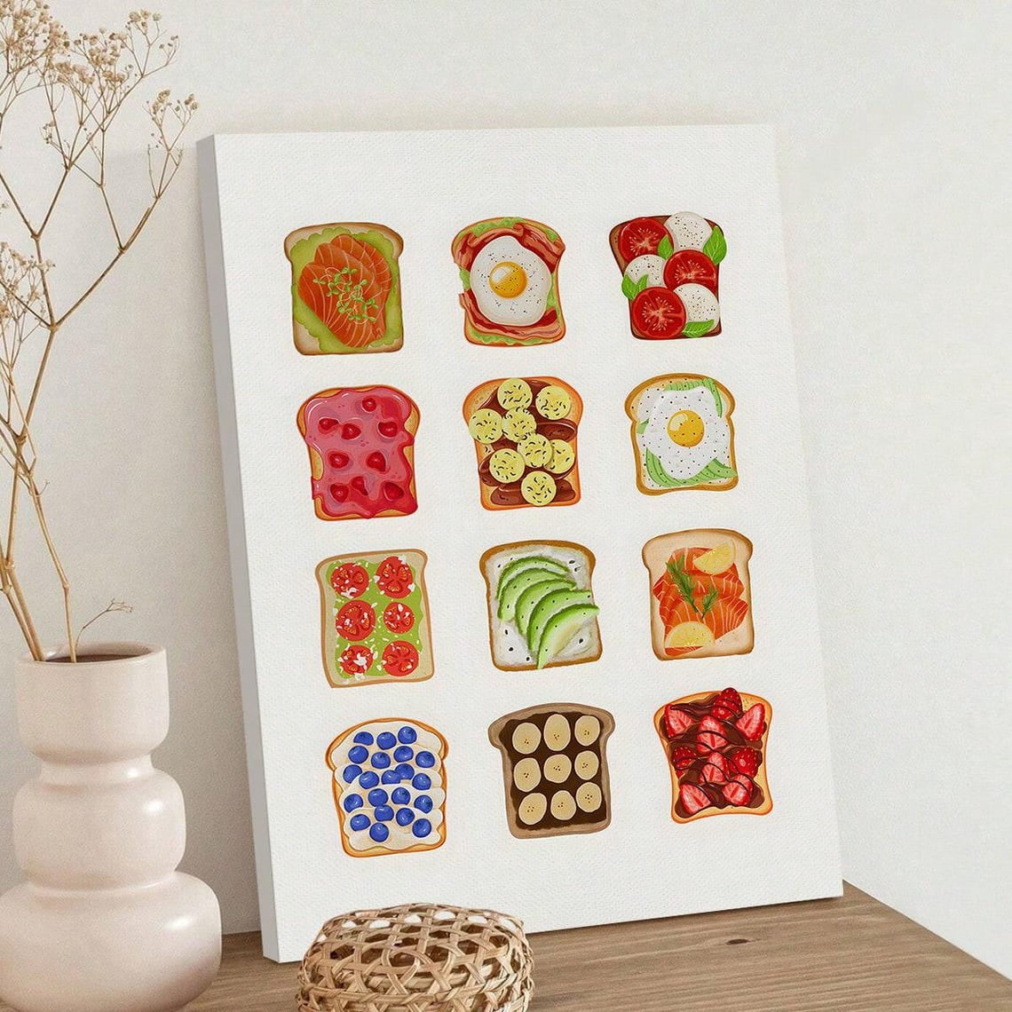 Breakfast Toast Poster Avocado Wall Art Poster Fried Egg Banana on ...