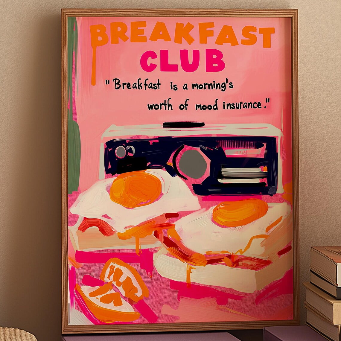 Breakfast Wall Art, Funny Food Print, Retro Kitchen Poster, Morning ...