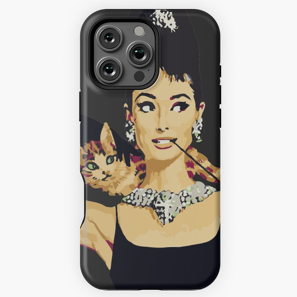 Breakfast at Tiffanys Audrey Hepburn Black Pillow Phone Case for iPhone 16 15 14 13 12 11 Pro ...