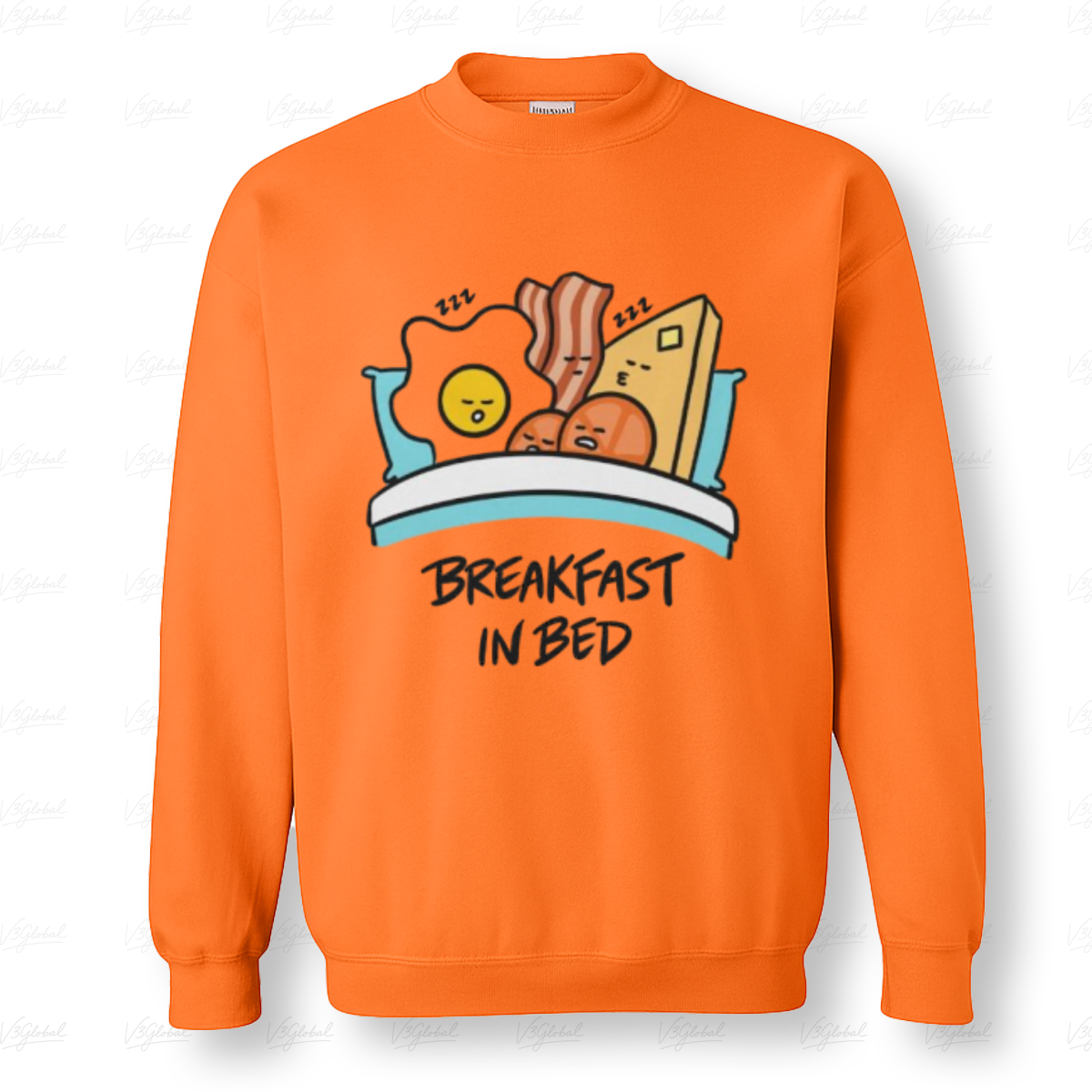 Breakfast in Bed Eggs Bacon Toast Sleeping Funny Sweatshirt, for Men ...