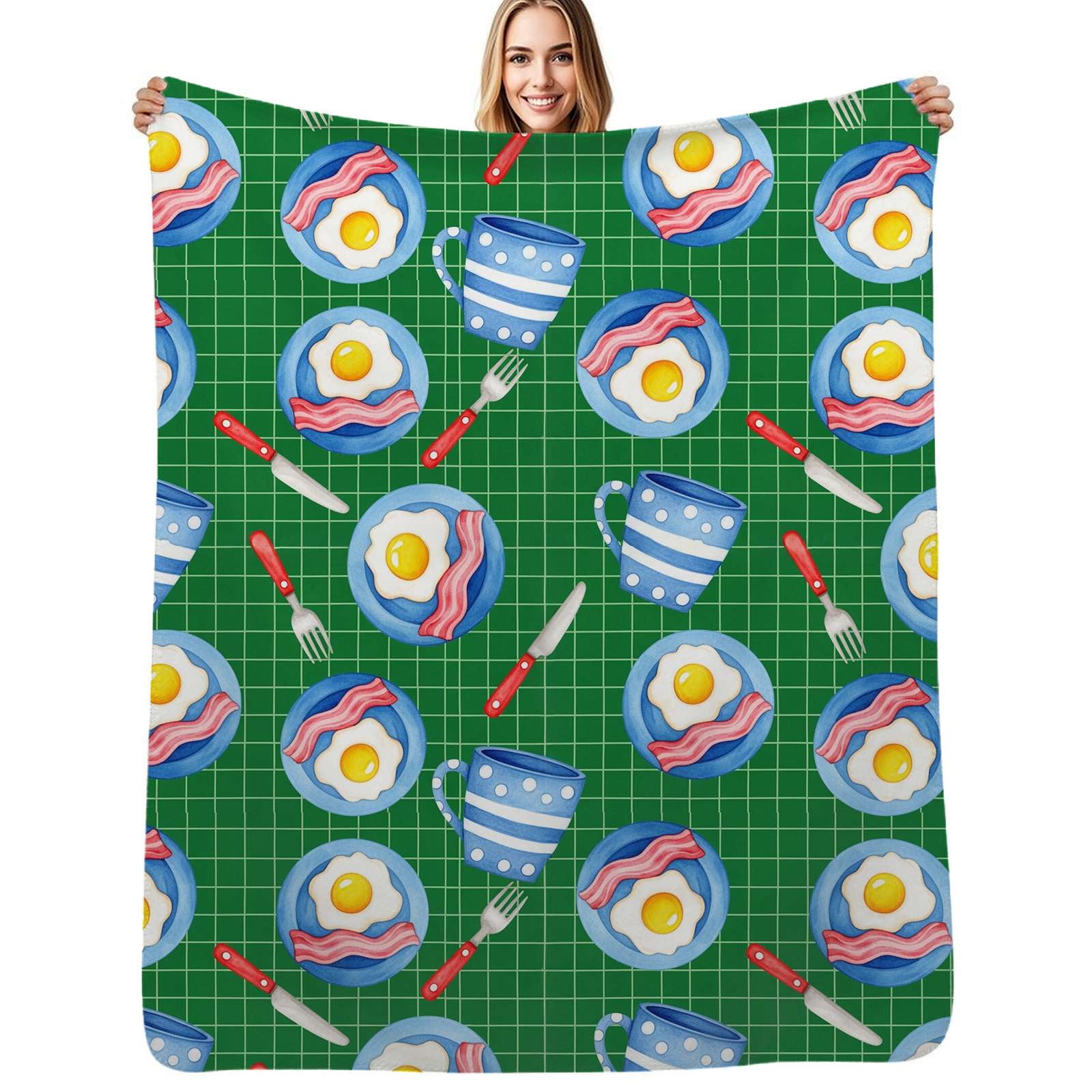 Breakfast pattern eggs bacon mugs Flannel Blankets Soft Throw Blanket ...