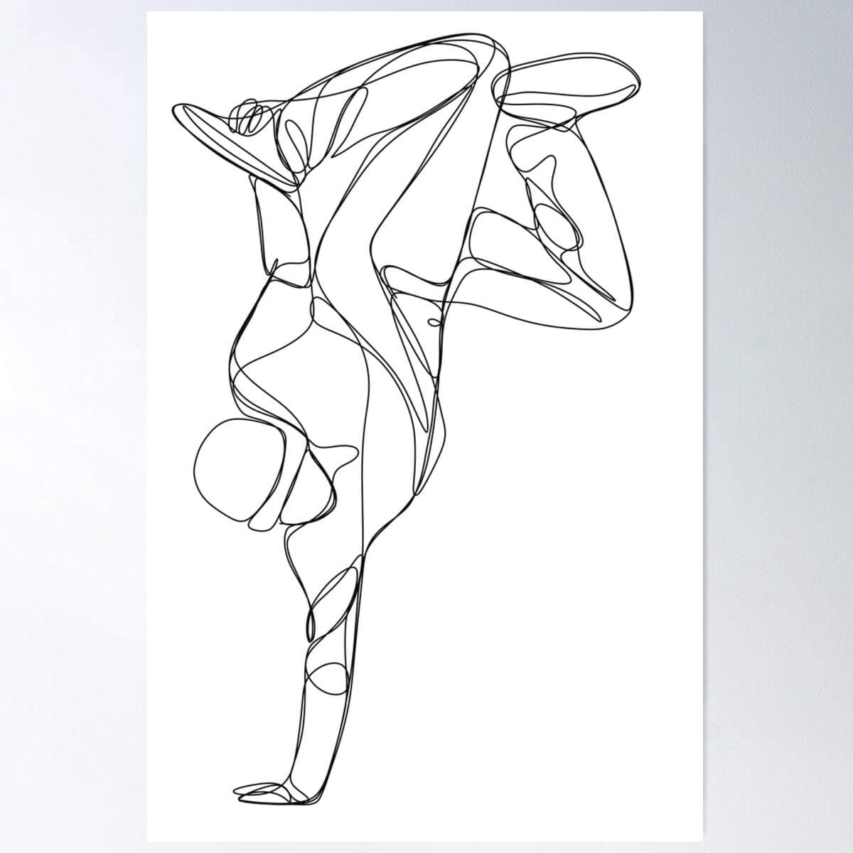 Breakin' Style: One Line Art Of A Stylish Breakdancer Poster Wall Art ...