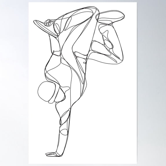 Breakin' Style: One Line Art Of A Stylish Breakdancer Poster Wall Art ...