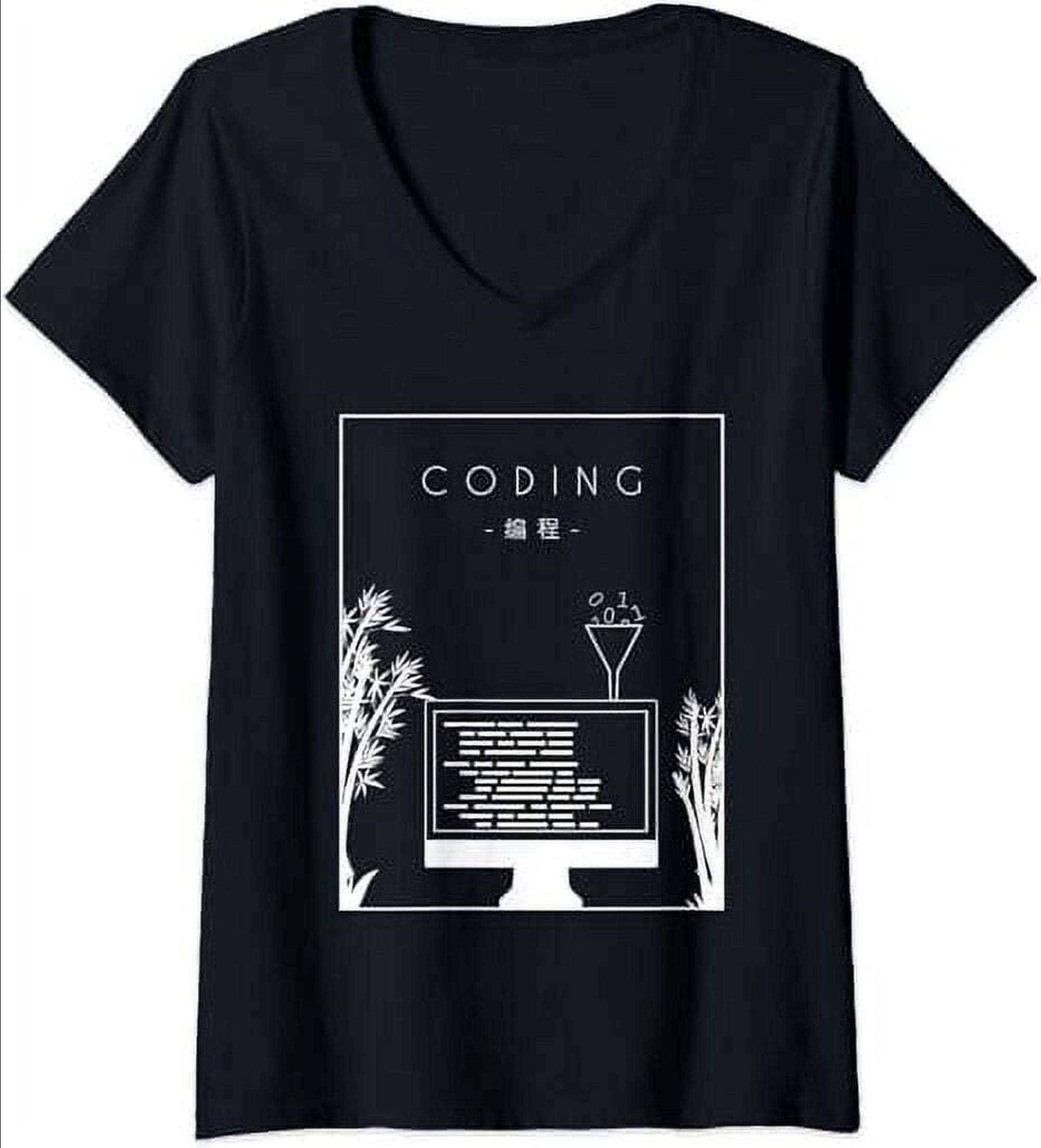 Breaking Barriers: Empowering Women in Tech with Chinese Hanzi Code V-Neck Tee - A Must-Have for ...