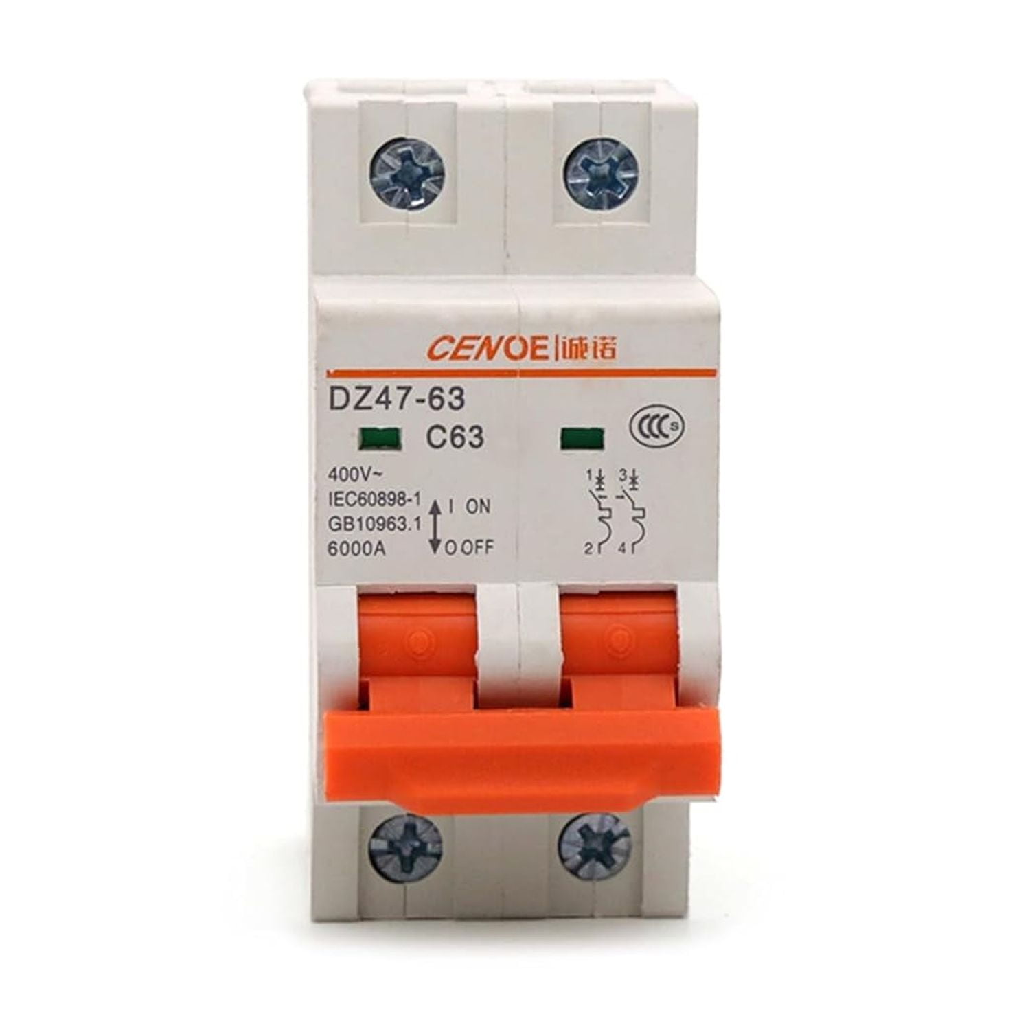 Breaking Current 6000A 2p DZ47 Breaker Mini Circuit Breaker 20A 25A 32A 40A 50A 63A with ...