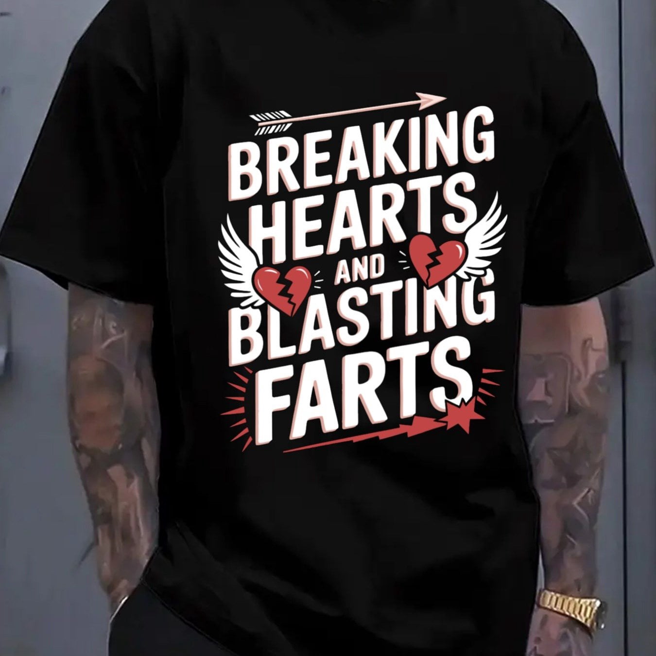 Breaking Hearts Farts Comfort Colors Tshirt Thirts Men's Summer Elegant ...