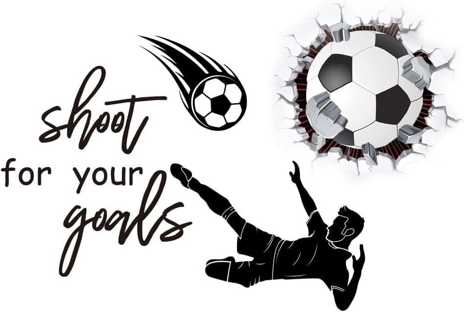 Breaking Soccer Wall Stickers 3D Football Wall Decal Shoot for Your ...