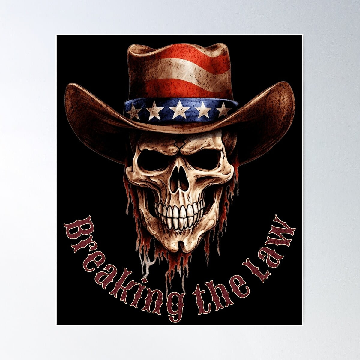 Breaking The Law Skull Poster Wall Art, Modern Wall Decor For Living ...