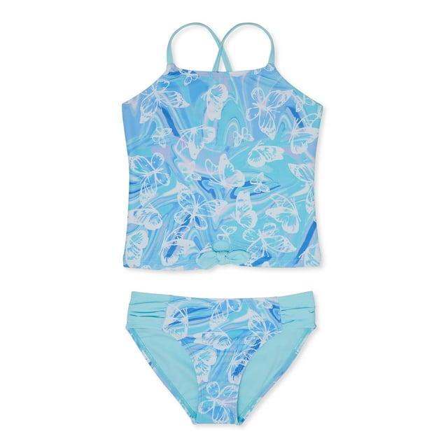 Breaking Waves Girls Butterfly Tie Front Tankini Swimsuit 2 Piece