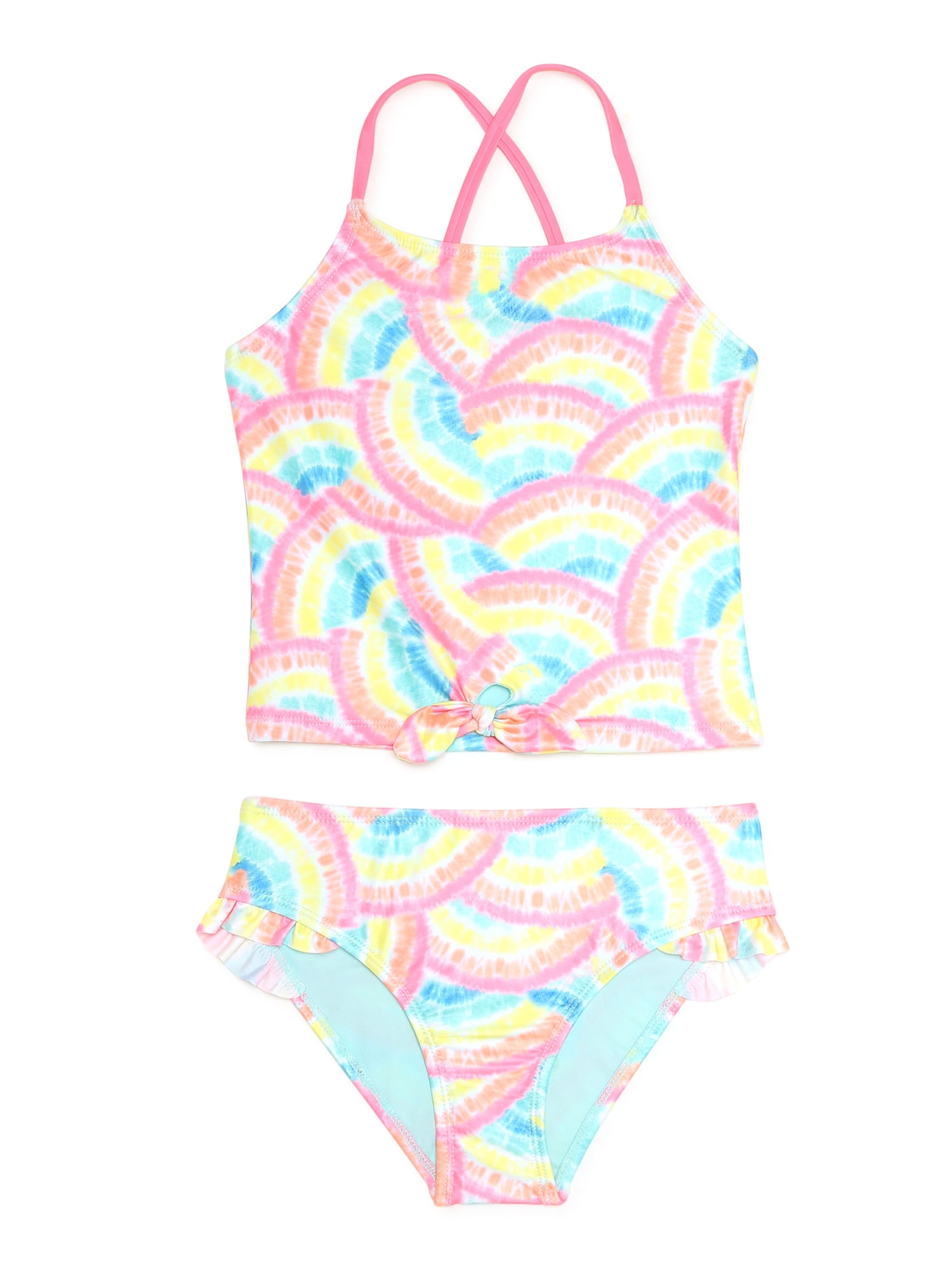 Breaking Waves Girls Cross-Back Ruffle Tankini Swimsuit with UPF 50 ...