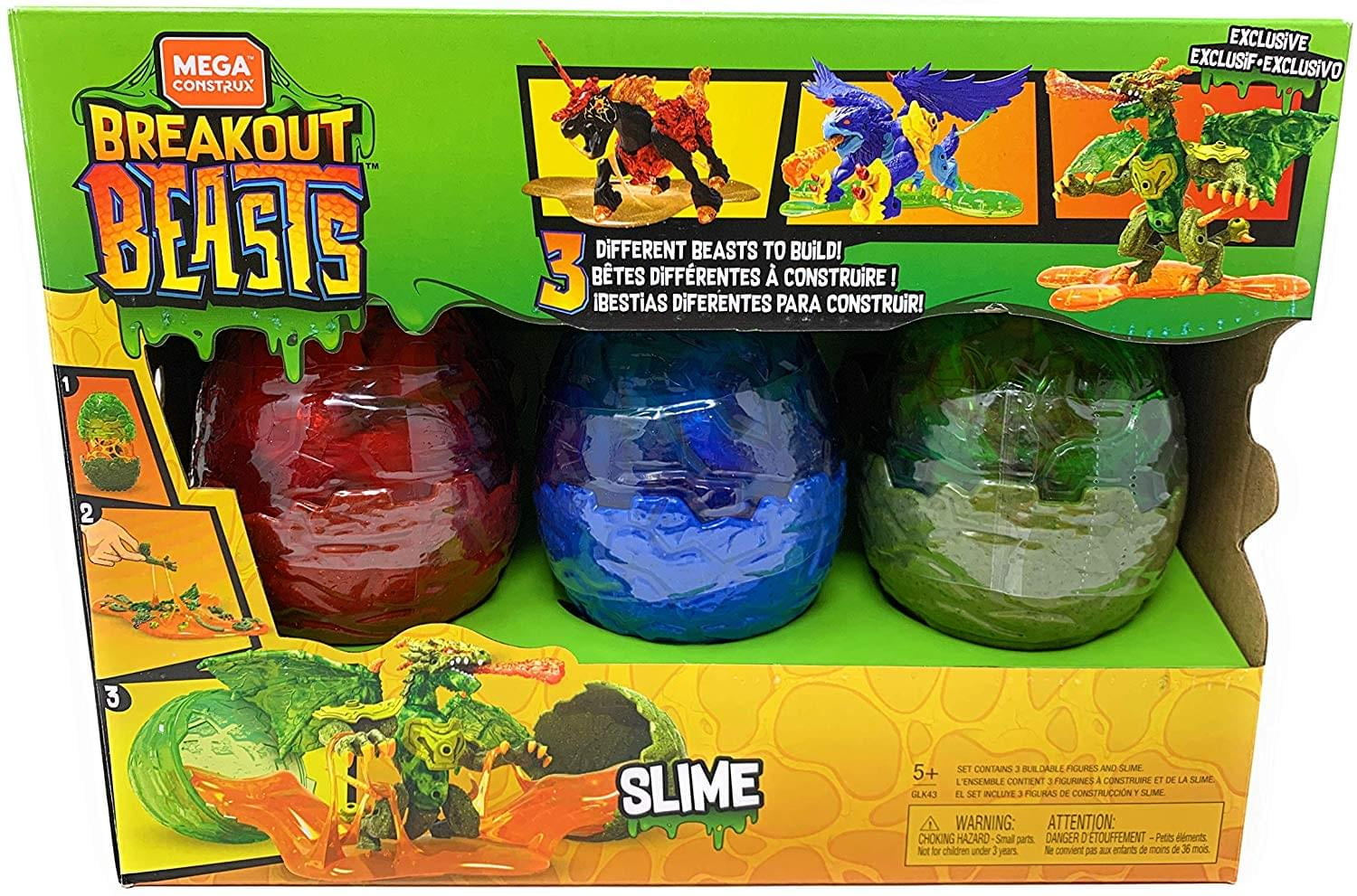 Mega Construx Breakout Beasts Slime Egg Mystery 3-Pack with Lizzord ...