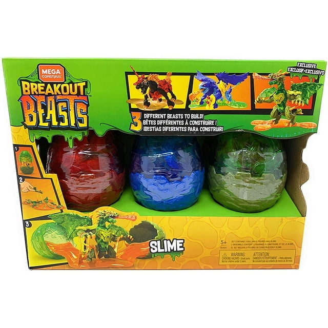 Mega Construx Breakout Beasts Slime Egg Mystery 3-Pack with Lizzord ...