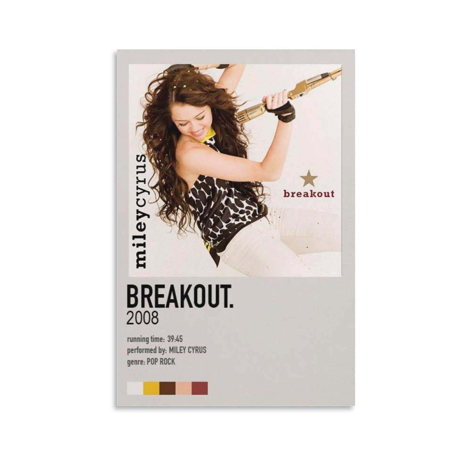 Breakout by Miley Cyrus Canvas Poster Wall Decorative Art Painting Living Room Bedroom ...