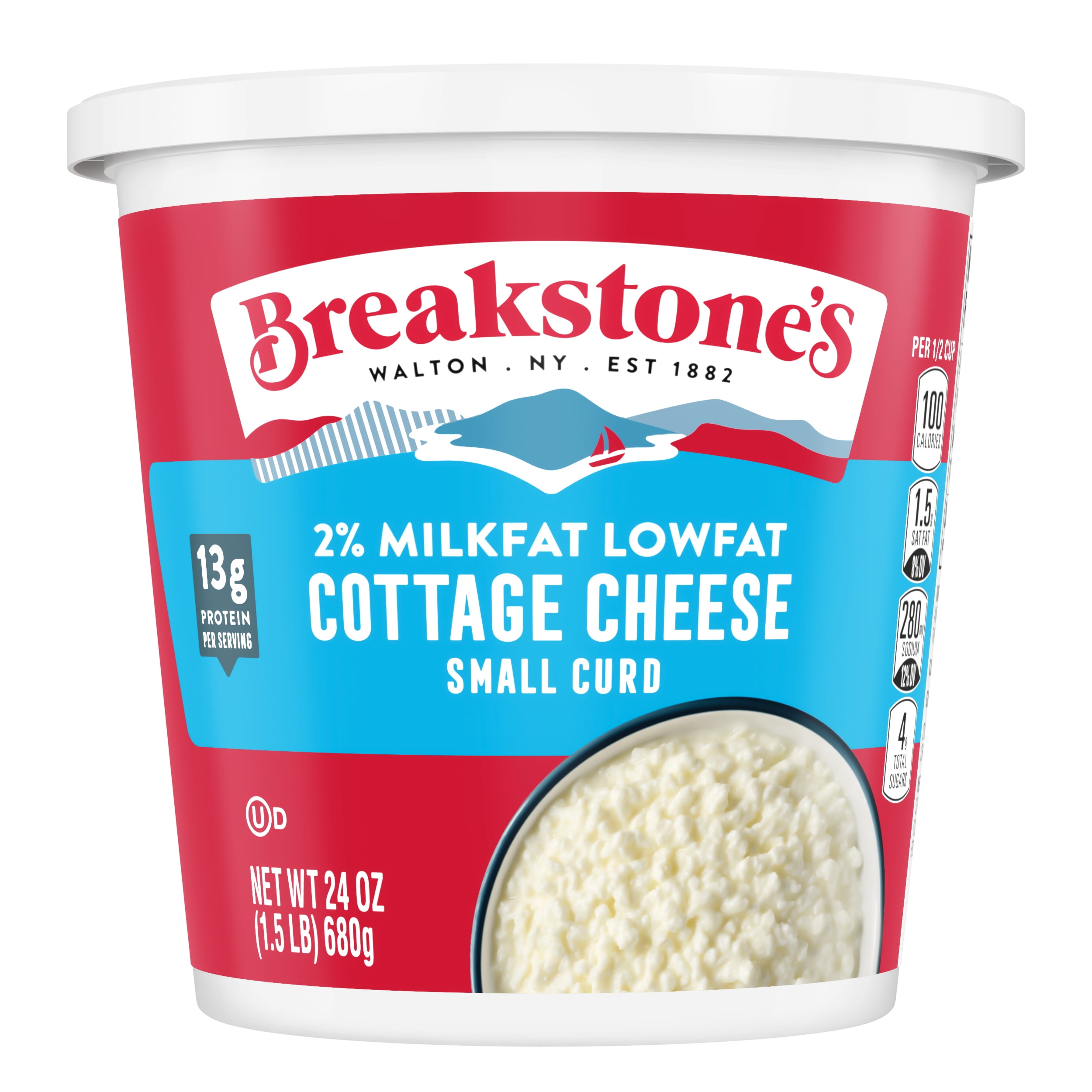 Breakstone's Lowfat Small Curd Cottage Cheese with 2% Milkfat, 24 oz ...