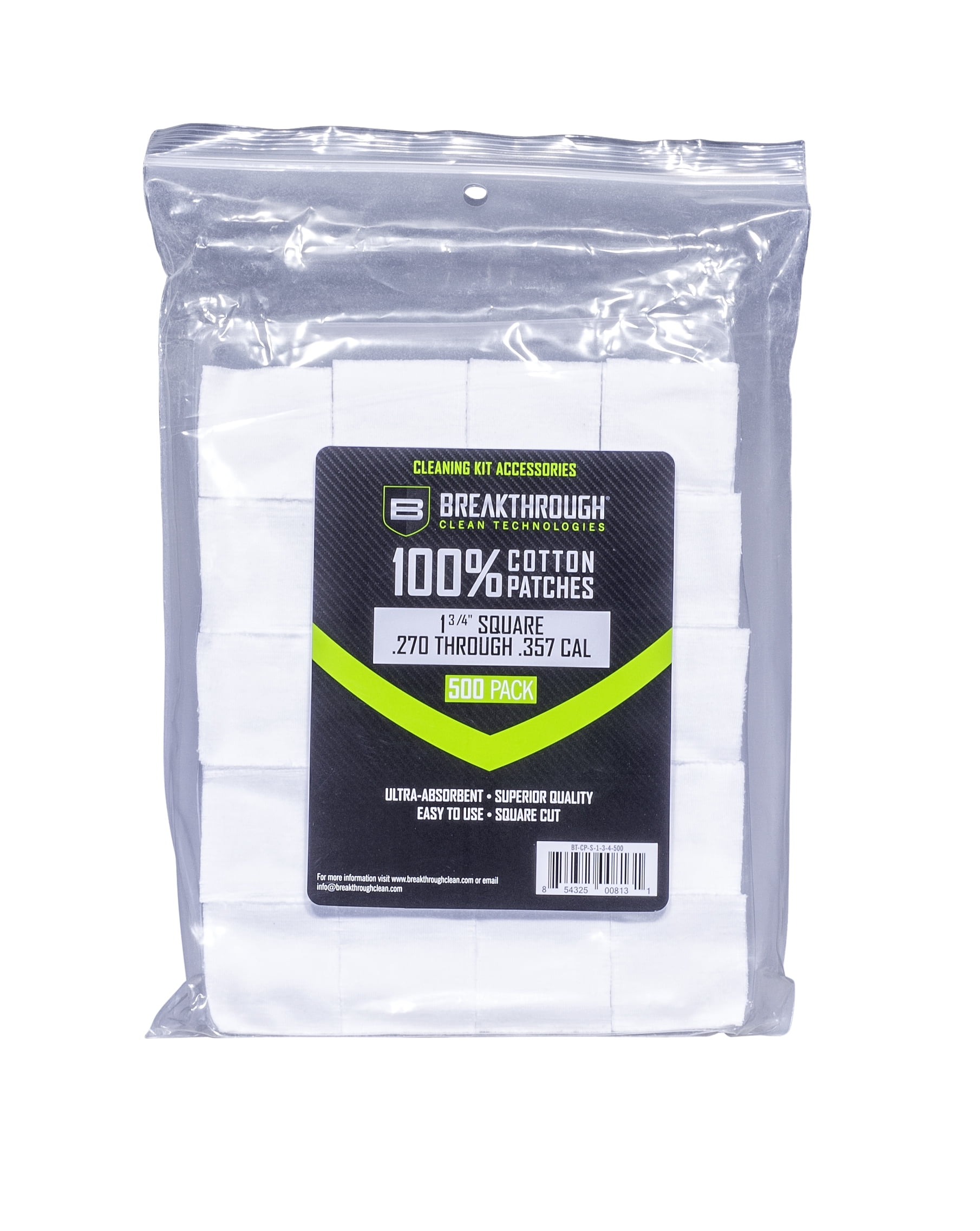 Breakthrough Clean Technologies® Cotton Patches, 1.75" Square, .270 ...