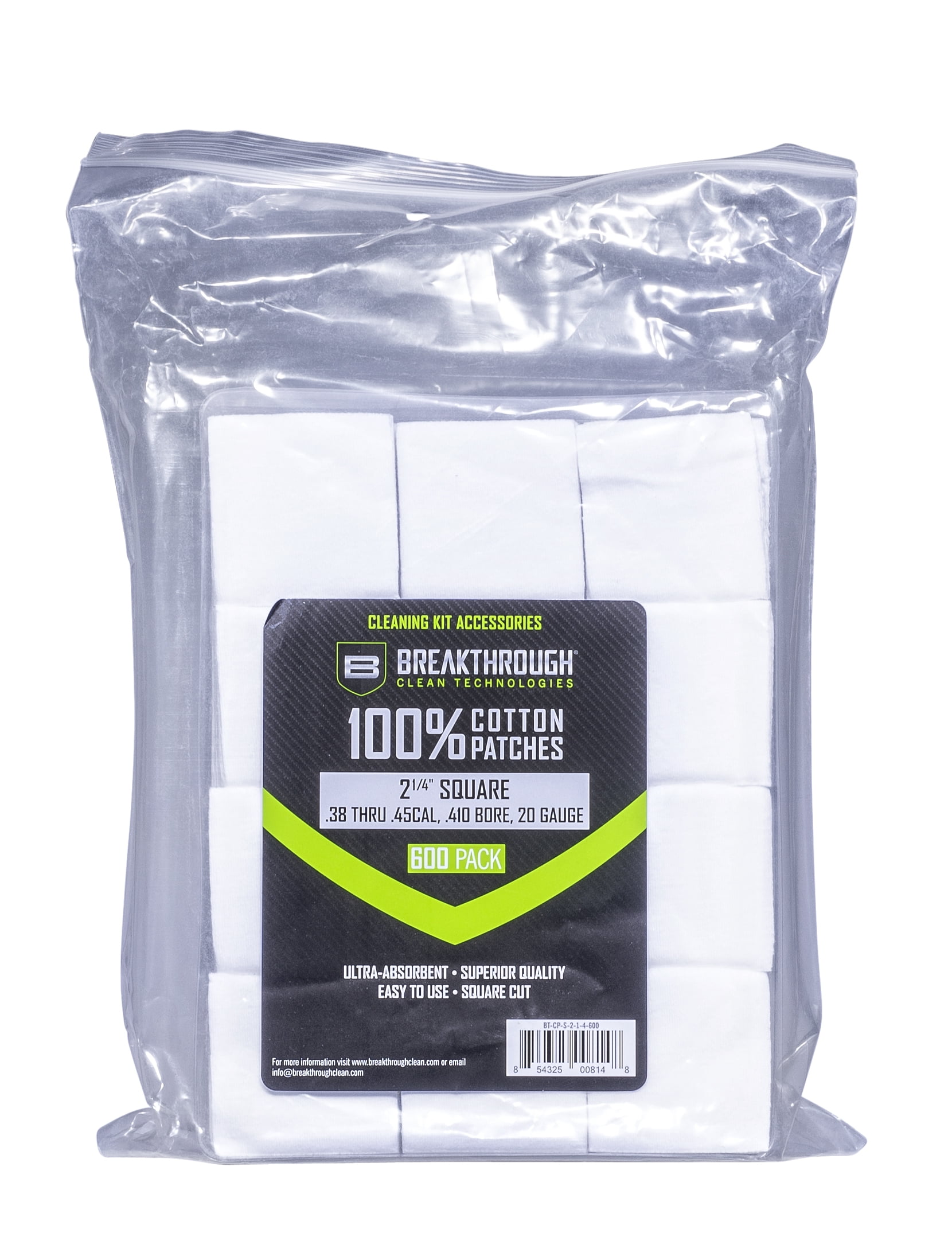 Breakthrough Clean Technologies® Cotton Patches, 2.25" Square, .38 Thru ...