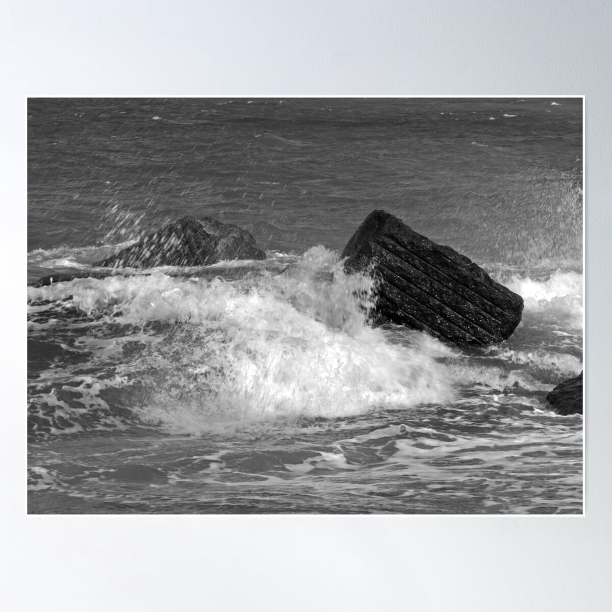 Breakwater At Waxham Beach Norfolk, Monochrome Poster Wall Art, Modern ...