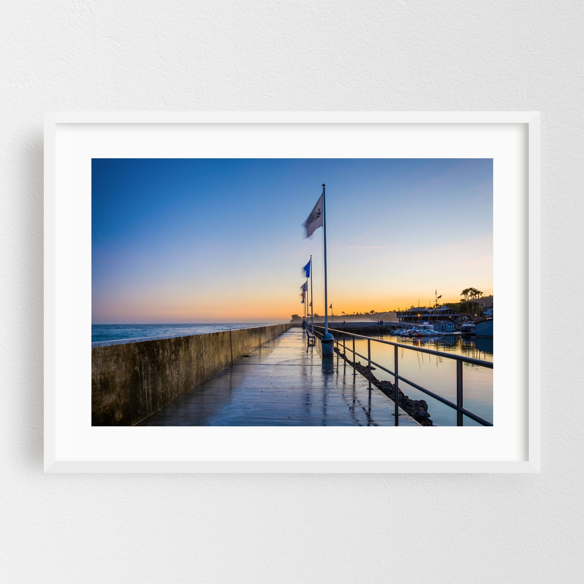 Breakwater Walkway - Santa Barbara California Photography White Framed ...