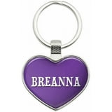 Breanna - Names Female Metal Heart Keychain Key Chain Ring, Purple ...