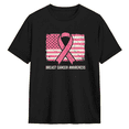Breast Cancer Awareness American Flag Vintage Graphic Tee for Men and ...