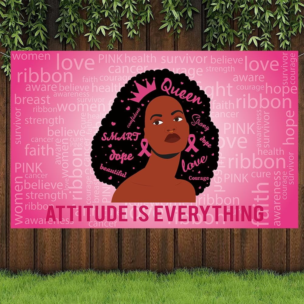 Breast Cancer Awareness Backdrop Banner with 6x4ft, Hope Faith Strength ...