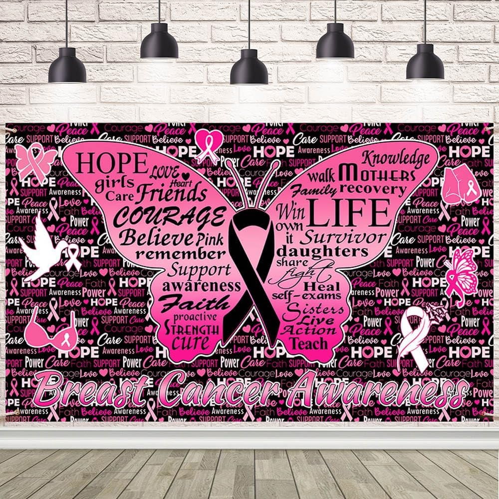 Breast Cancer Awareness Backdrop Banner Caring for Women's Health Pink ...