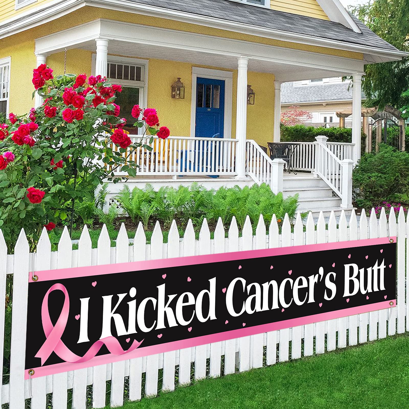Breast Cancer Awareness Backdrop Banner Pink Ribbon Outdoor Yard Sign ...