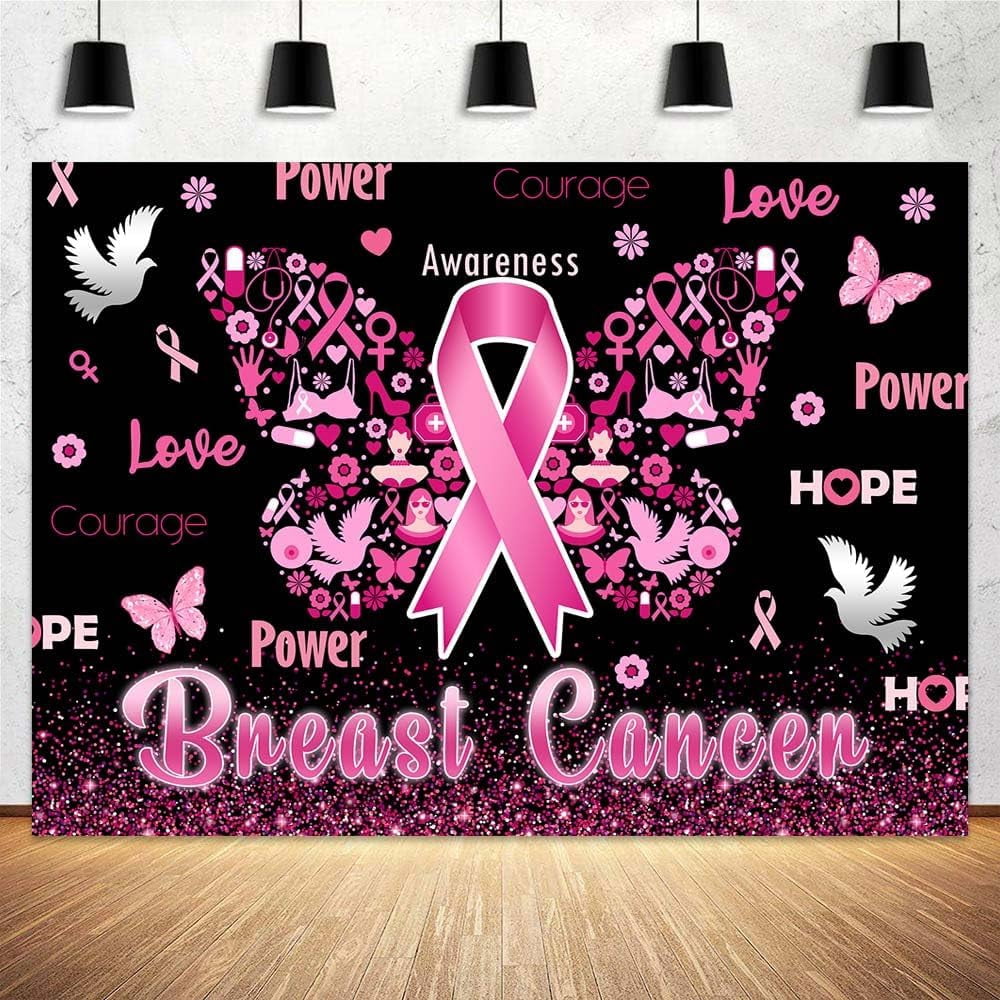 Breast Cancer Awareness Backdrop Black Pink October Breast Cancer Month ...