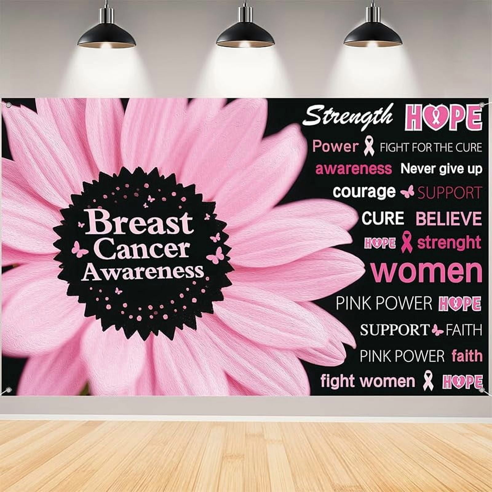 Breast Cancer Awareness Backdrop,Pink Ribbon Banner Decor, Breast ...