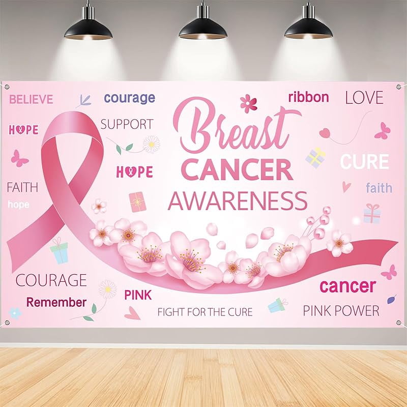Breast Cancer Awareness Backdrop,Pink Ribbon Banner Decor, Breast ...