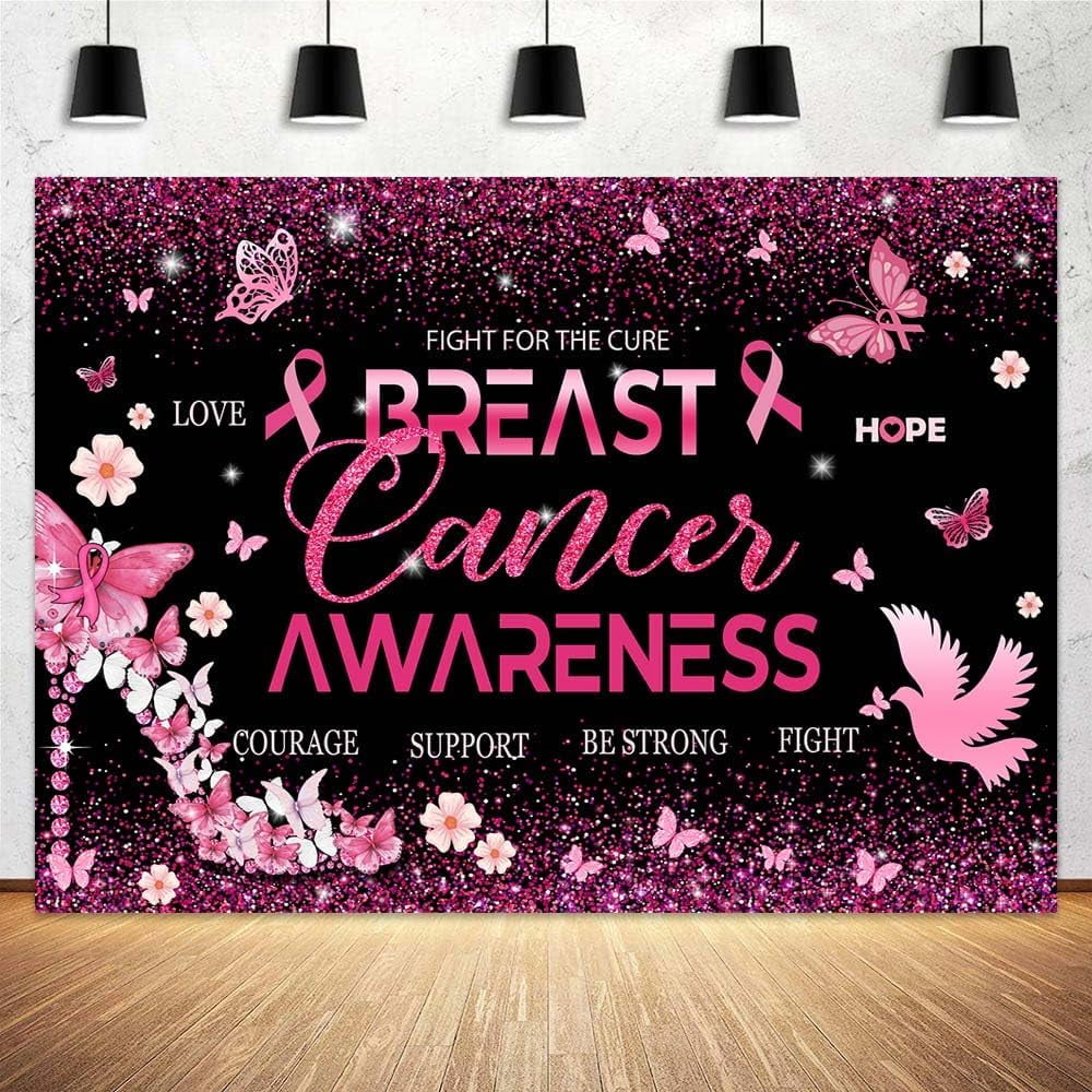 Breast Cancer Awareness Backdrop Pink Ribbon Hope Survivor Party for ...
