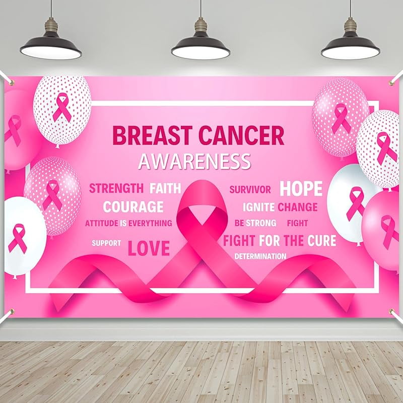 Breast Cancer Awareness Banner Backdrop decor Hope Faith Strength ...