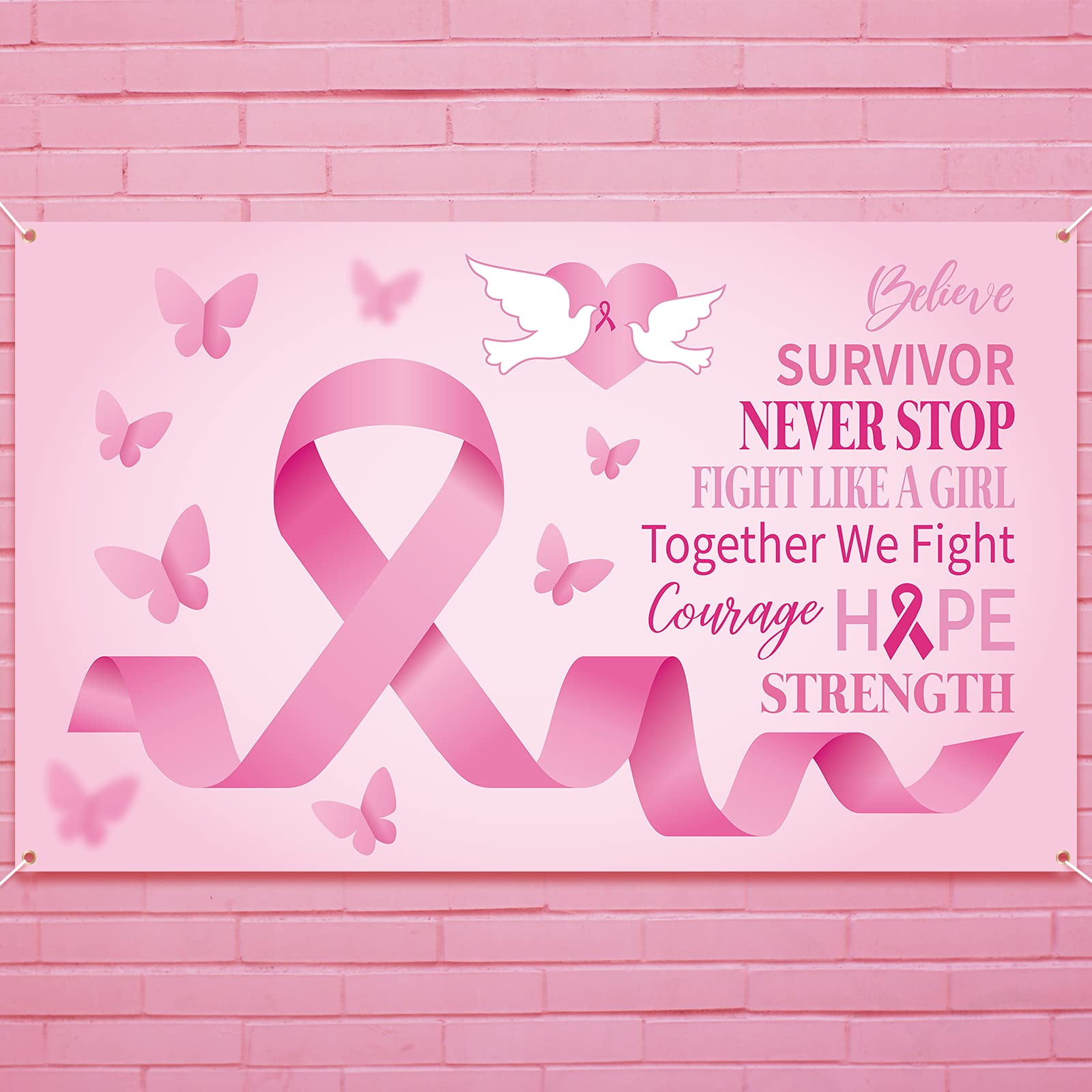 Breast Cancer Awareness Banner ZS23 Decorations - Pink Ribbon Backdrop ...