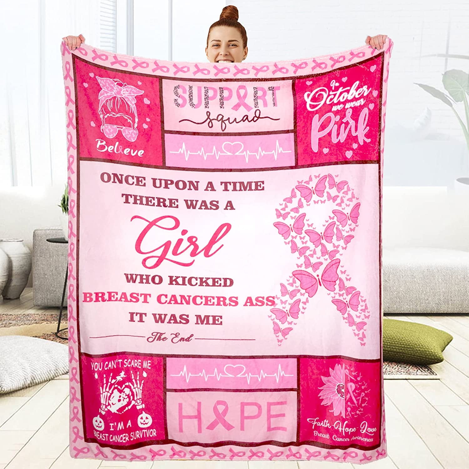 Breast Cancer Awareness Blanket Pink Ribbon Throw Blanket Breast Cancer ...