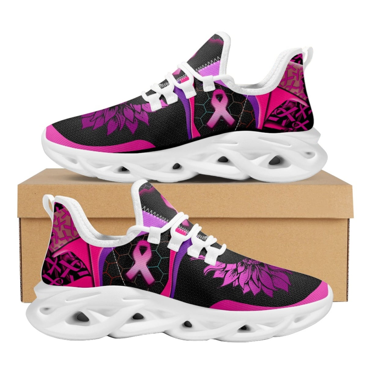 Breast Cancer Awareness Brand Design Shoes for Women Wear Resistance ...