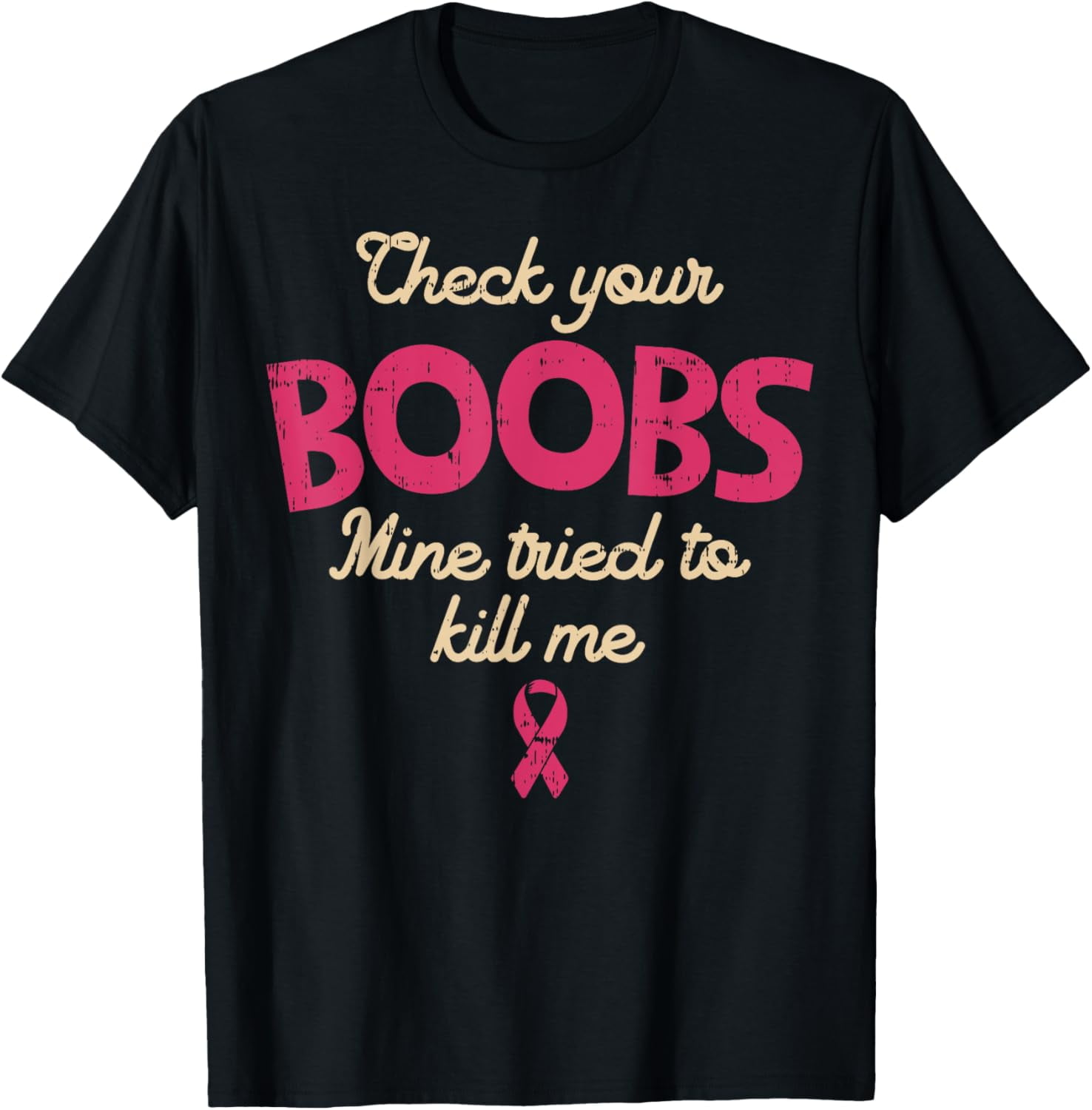 Breast Cancer Awareness Check Your Boobs Survivor Gift T-ShirtMen and ...