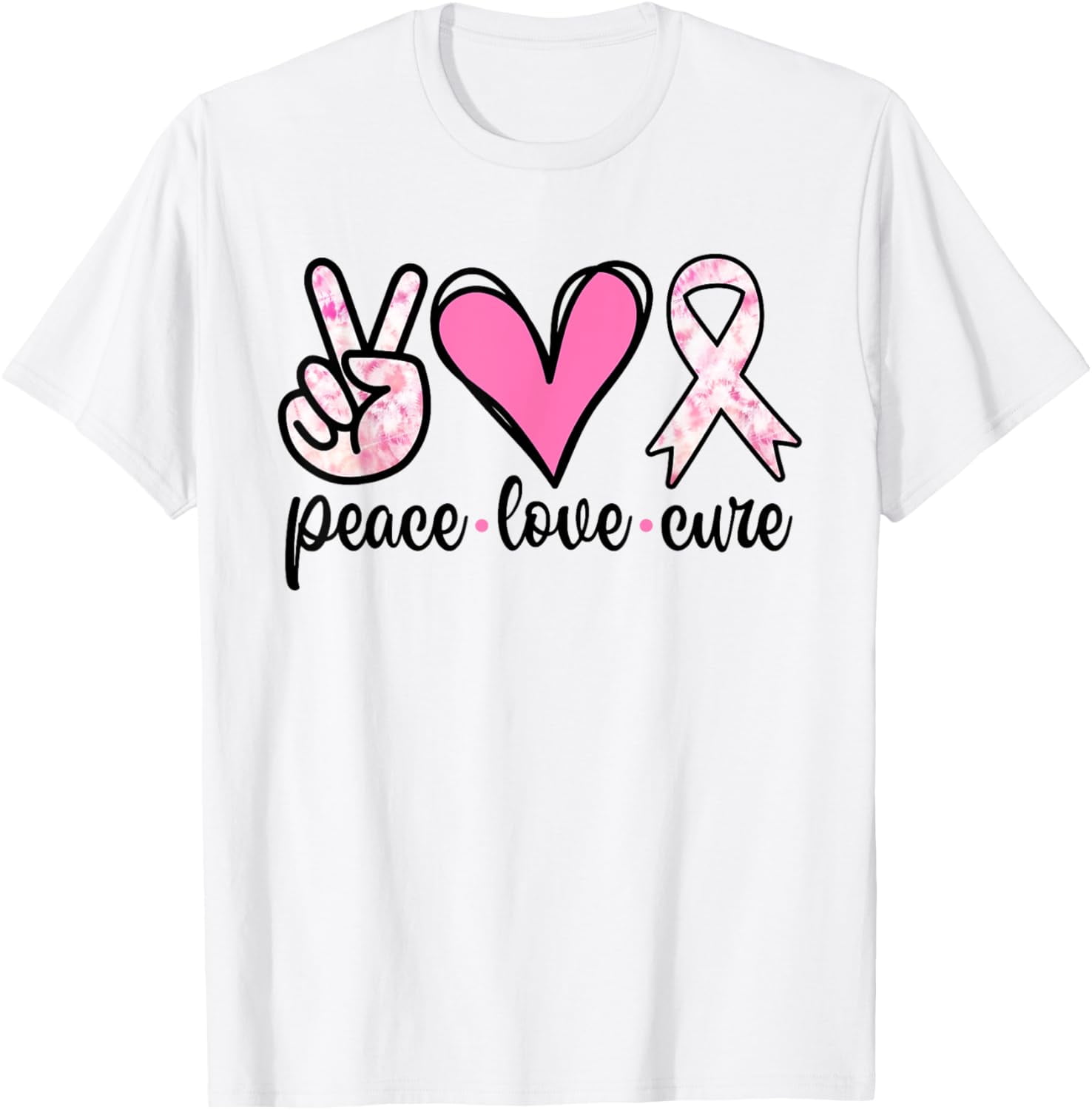 Breast Cancer Awareness Costume Peace Love Cure Faith T-Shirt - Walmart.com