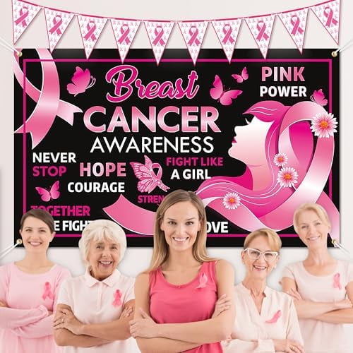 Breast Cancer Awareness Decorations, October Breast Cancer Backdrop ...