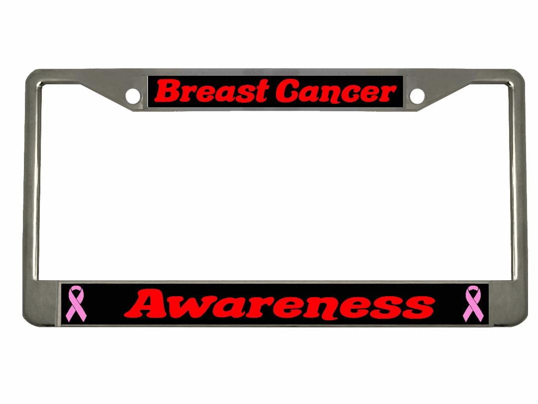 Breast Cancer Awareness Design Heavy Duty Metal Car License Plate Frame ...