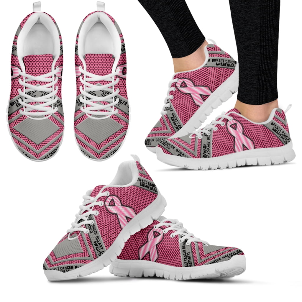 Breast Cancer Awareness Design Sneakers Pink Ribbon Print Lightweight ...