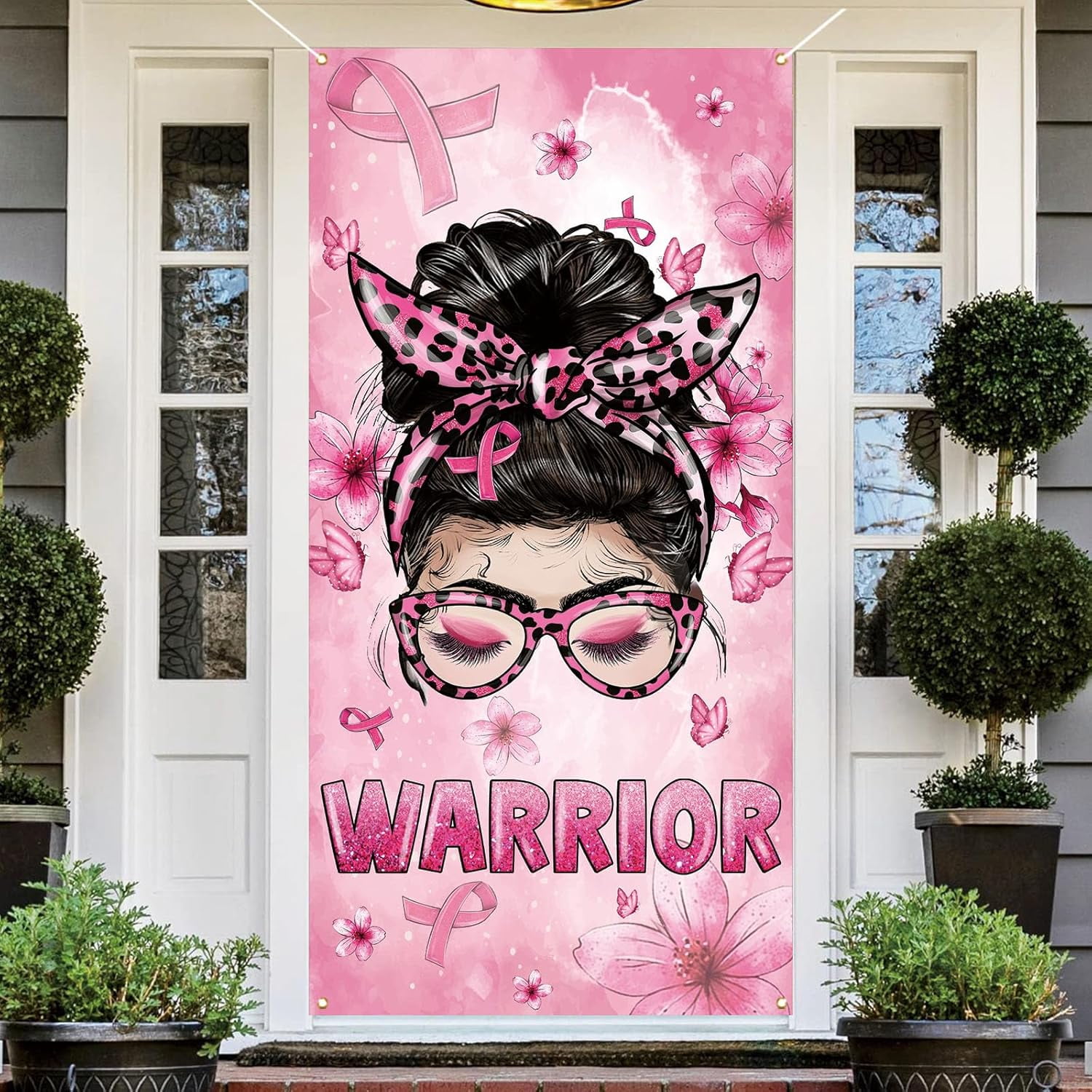 Breast Cancer Awareness Door Cover Breast Cancer Awareness Porch Sign ...