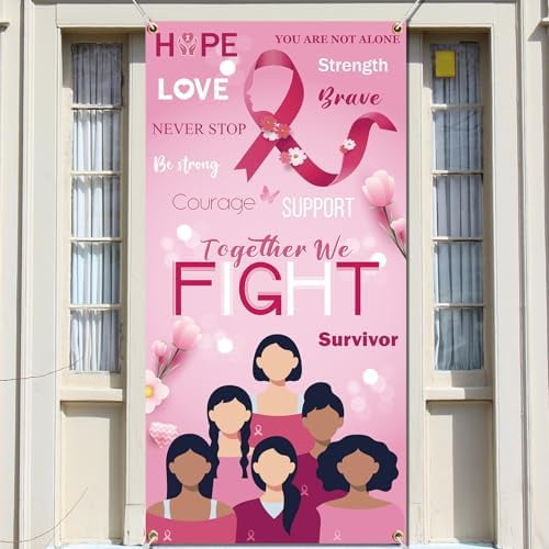 Breast Cancer Awareness Door Cover - Pink Ribbon Breast Cancer Party ...
