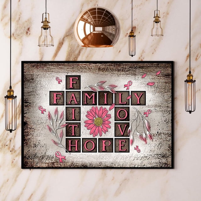 Breast Cancer Awareness Faith Hope Love Flower Paper Poster No Frame ...