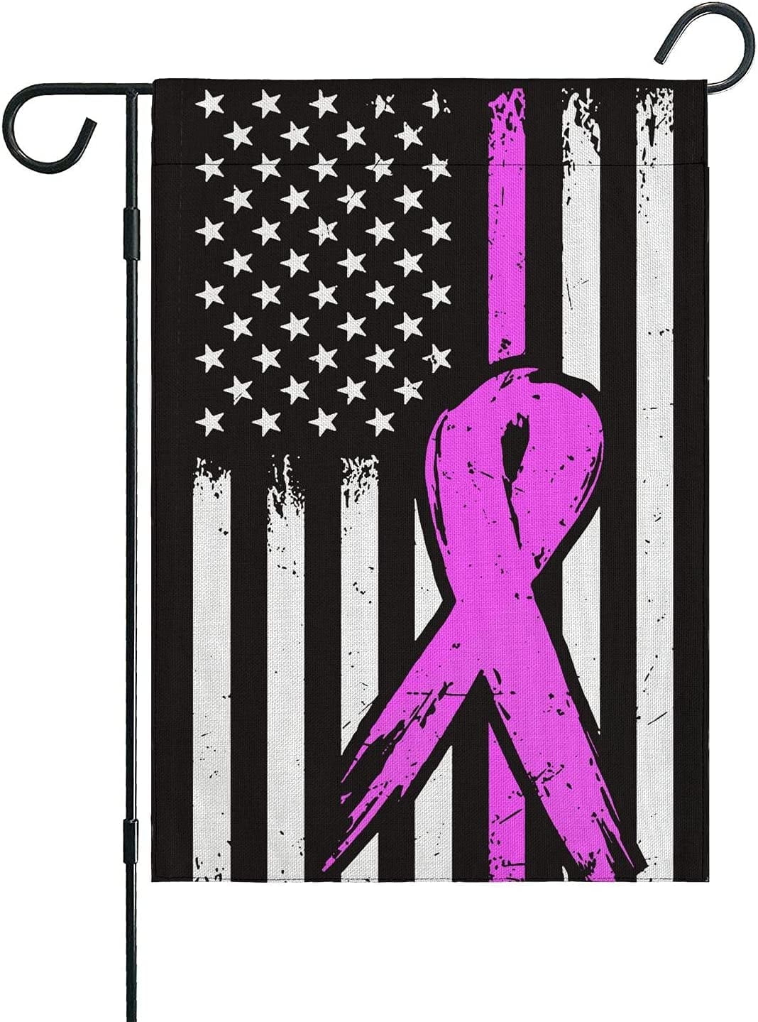 Breast Cancer Awareness Flag 12.5x18 Inch Vertical Double Sided Burlap ...