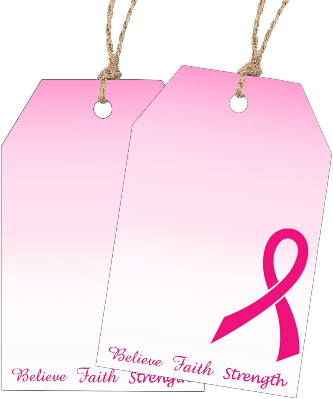 50pcs Breast Cancer Awareness Gift Tags,2x3 inch Ribbon Pattern Present ...