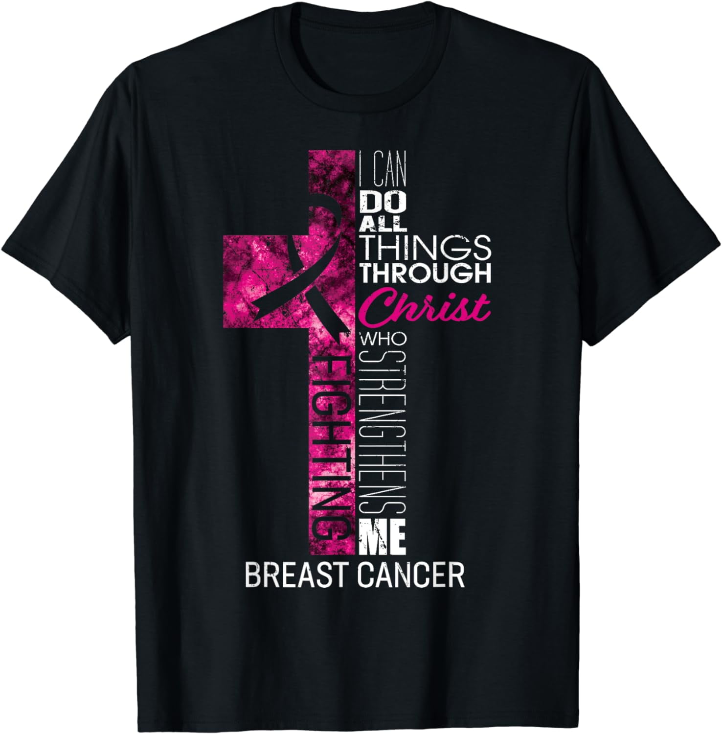 Breast Cancer Awareness Gifts Pink Cross Christian Verse Mom T-Shirt ...