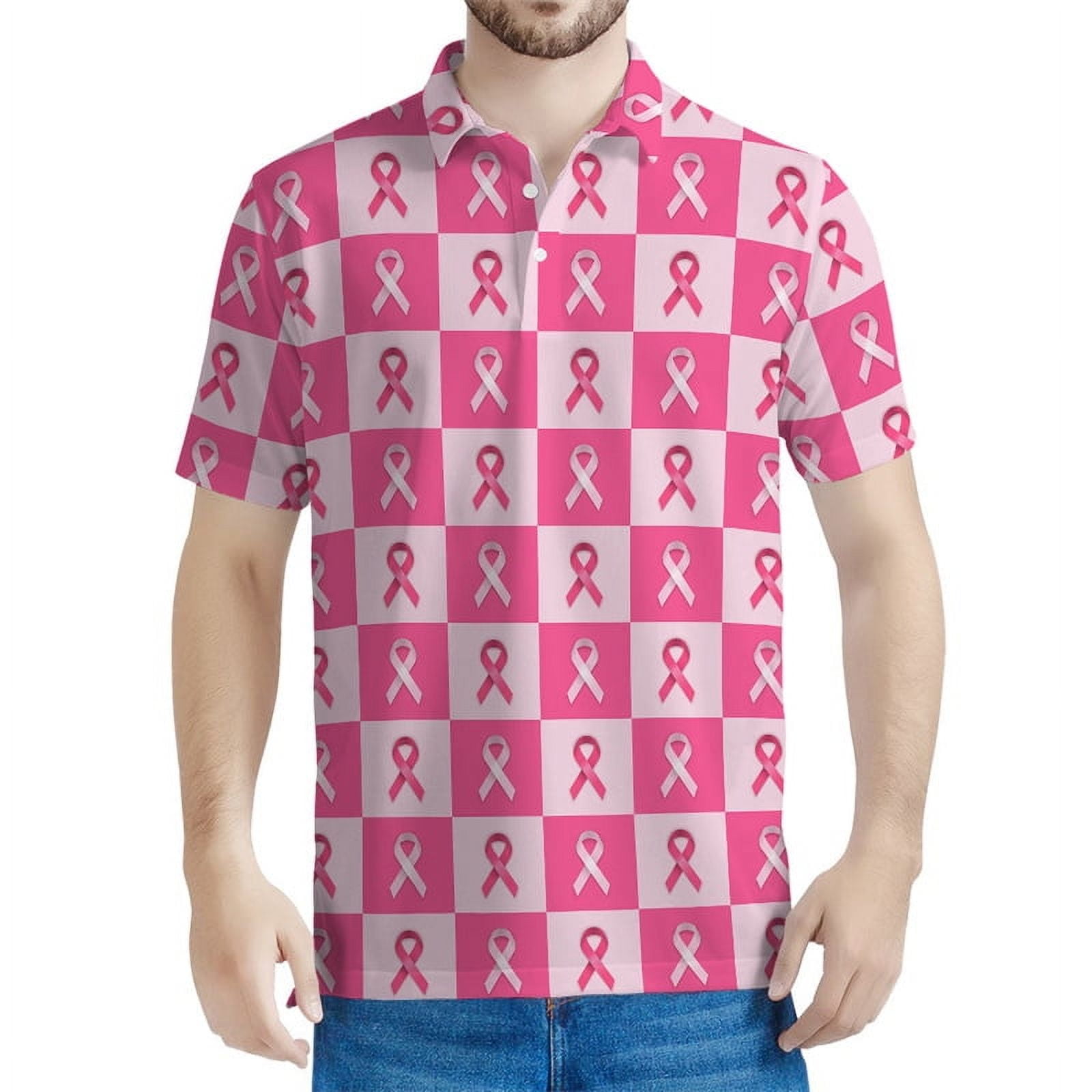 Breast Cancer Awareness Graphic Polo Shirt Women 3d Printed Pink Ribbon ...