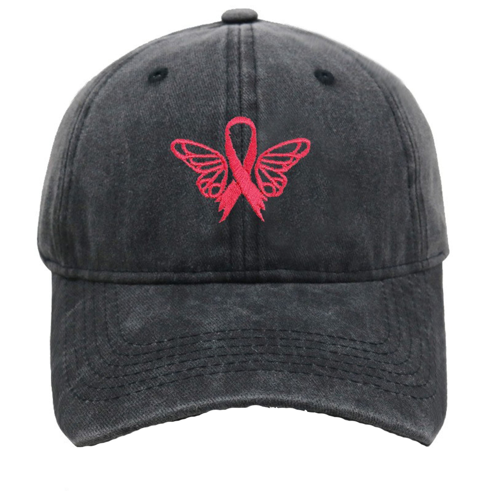 Breast Cancer Awareness Hat for Women,Embroidered Pink Ribbon Denim ...