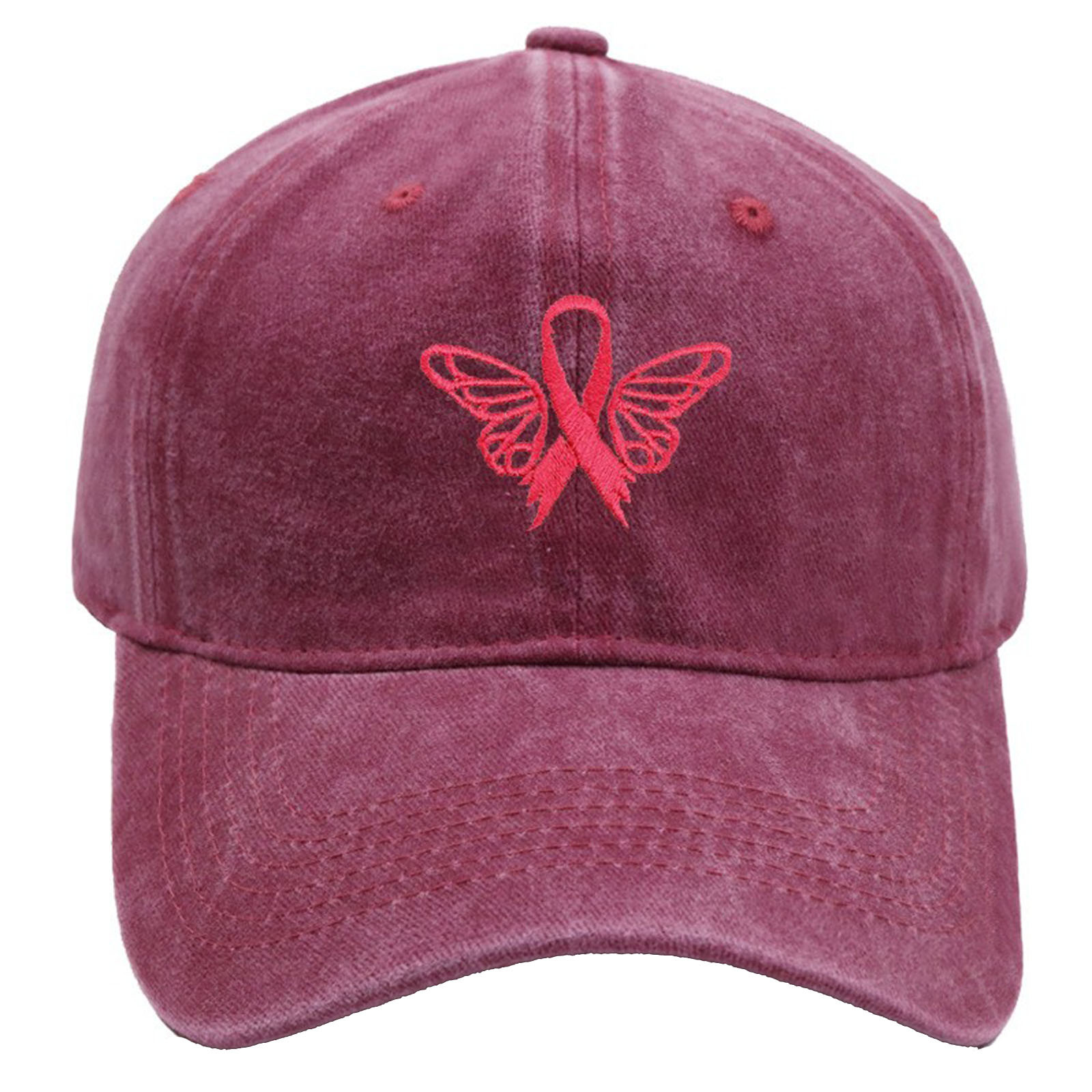Cancer Awareness Hat for Women,Embroidered Pink Ribbon Denim Baseball ...