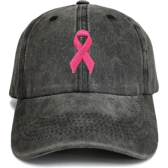 Breast Cancer Awareness Hat for Women, Pink Ribbon Embroidered Baseball ...